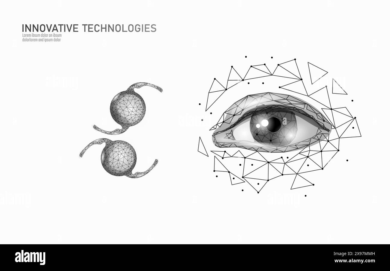 Intraocular lenses 3D low poly concept. Healthcare eye vision care ...