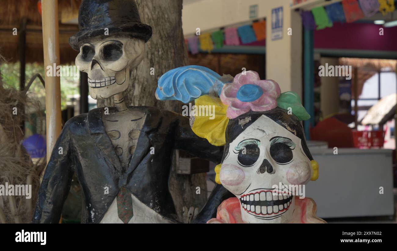 Tulum, Yucatan, Mexico. Skeletons outside gift shop of Maya ruins at ...