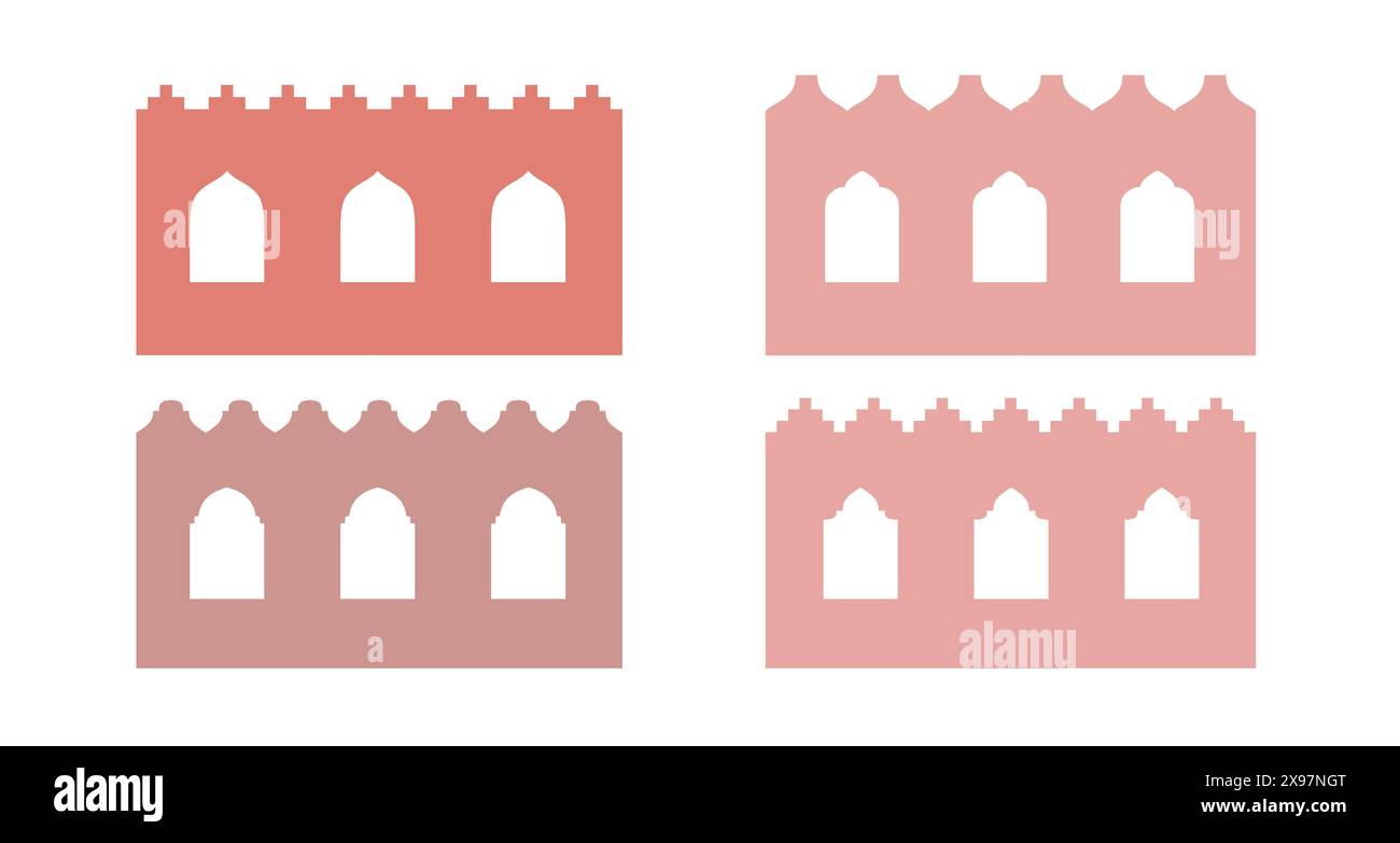 Arabic border shapes set. Beige wall designs with window, arc, door ...