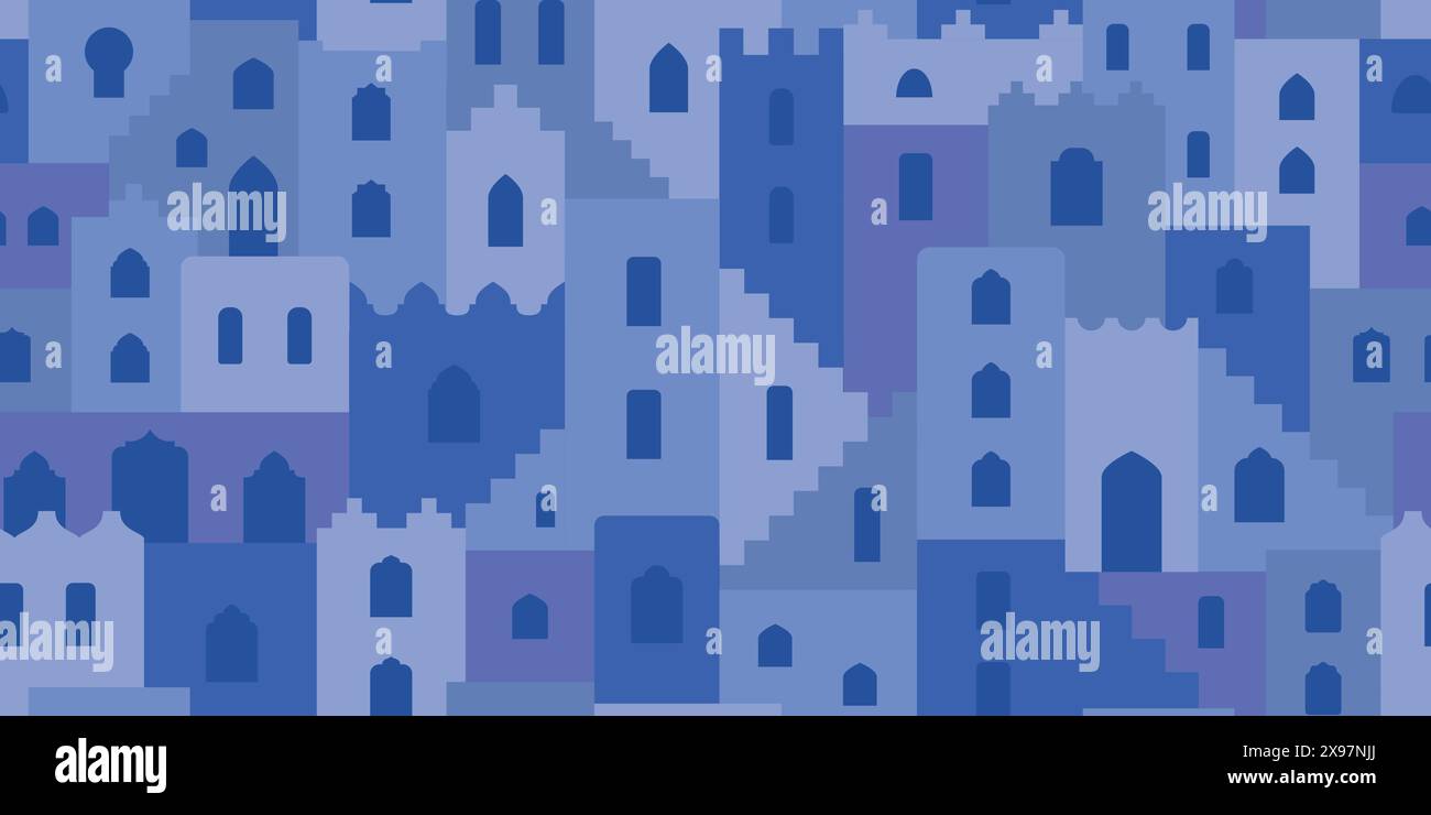 Abstract minimalist geometric moroccan landscape, city. Flat building ...