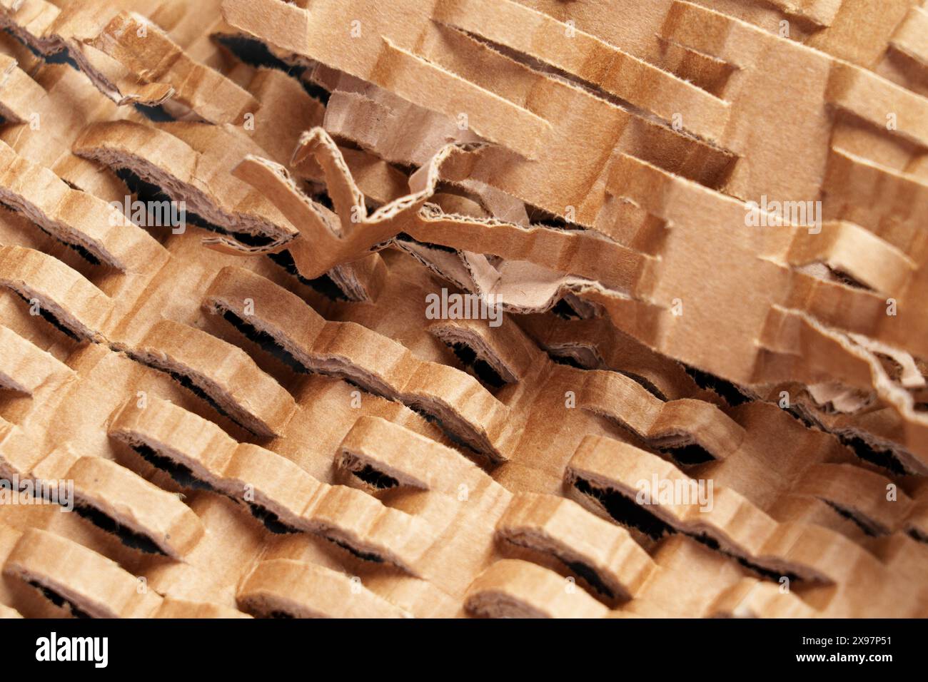 Close-up of intricately cut cardboard showing abstract patterns and ...