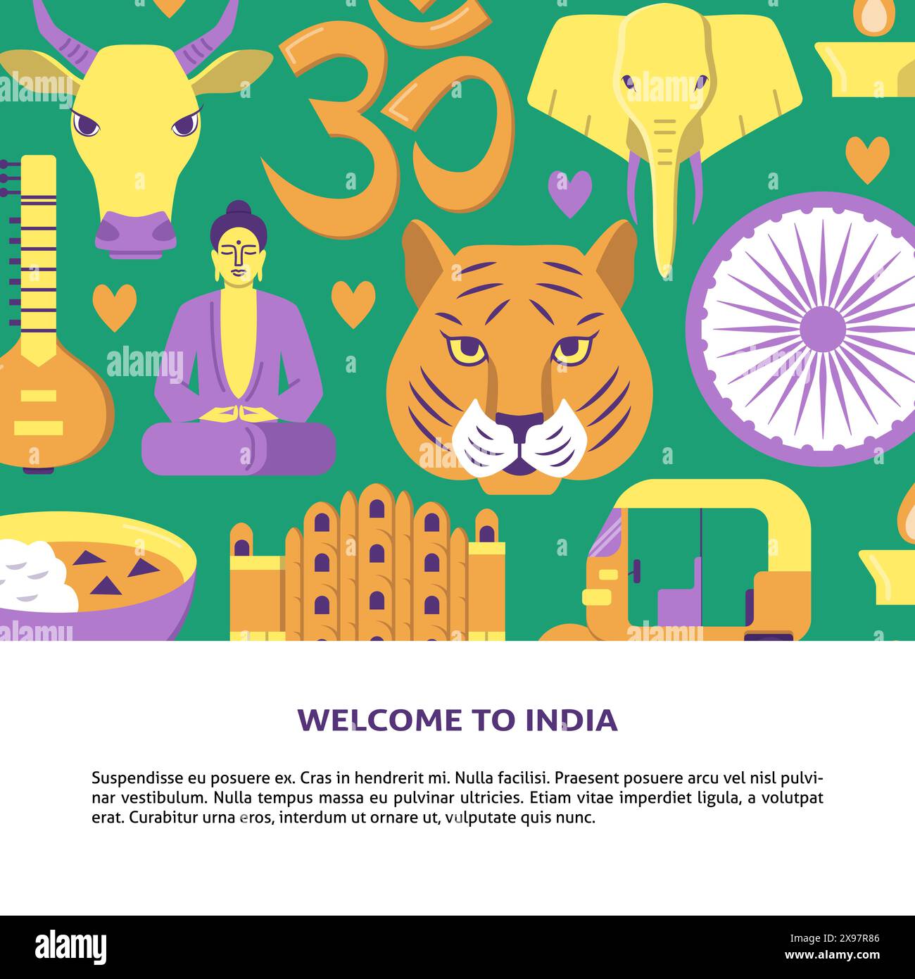 Welcome to India concept banner in flat style with place for text ...