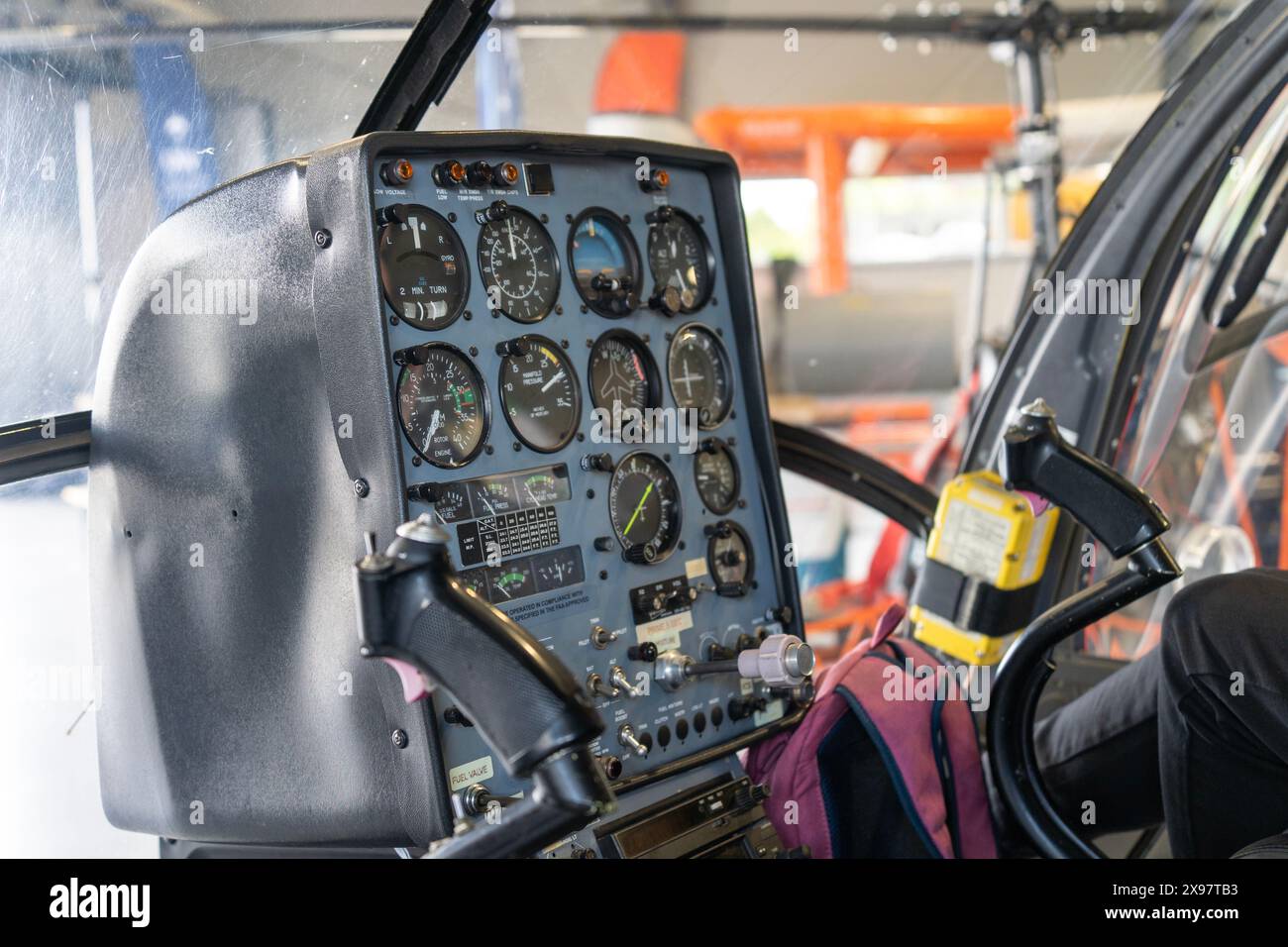 Helicopter dashboard with old analog displays Stock Photo - Alamy