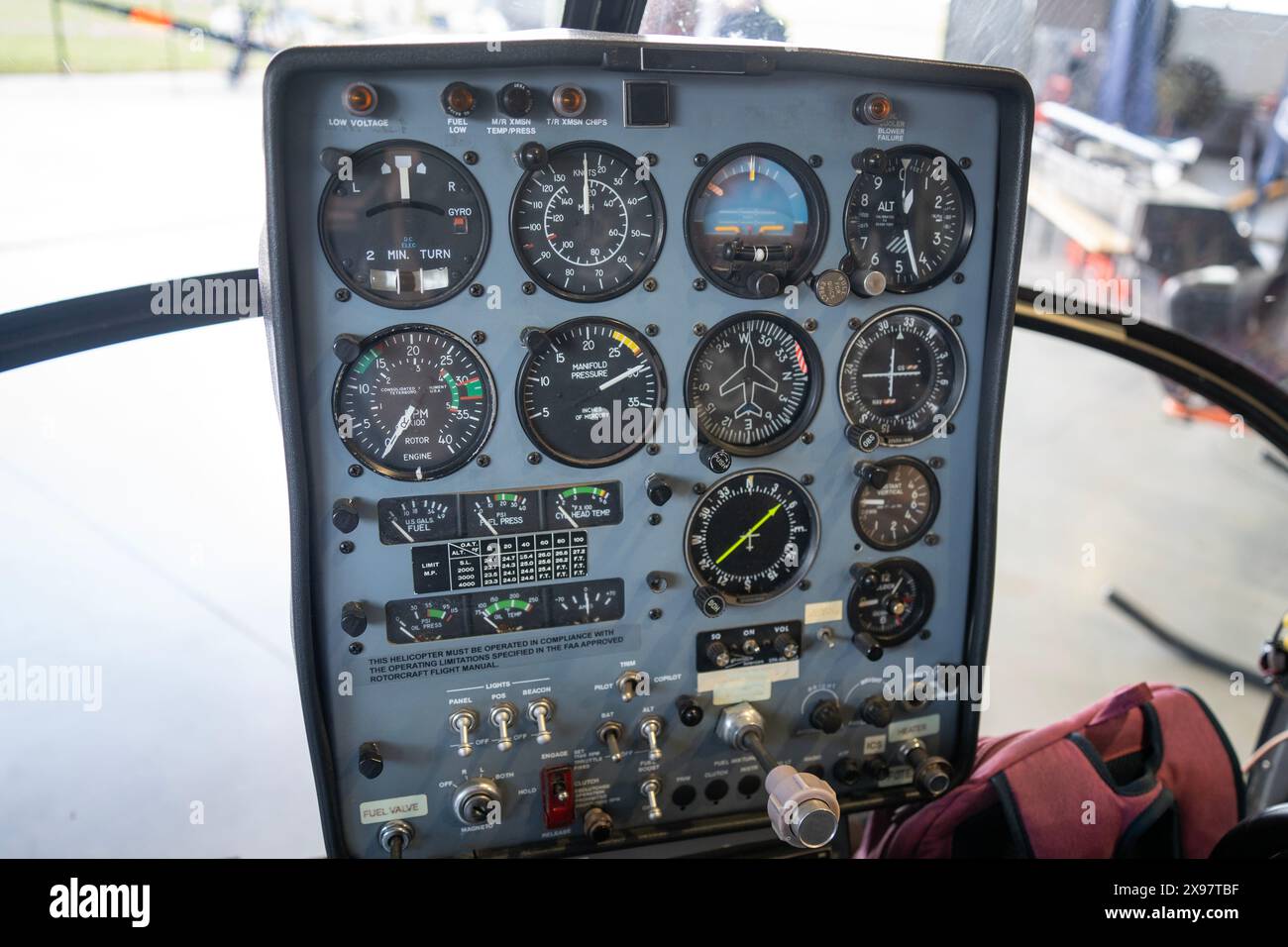 Helicopter dashboard with old analog displays Stock Photo - Alamy
