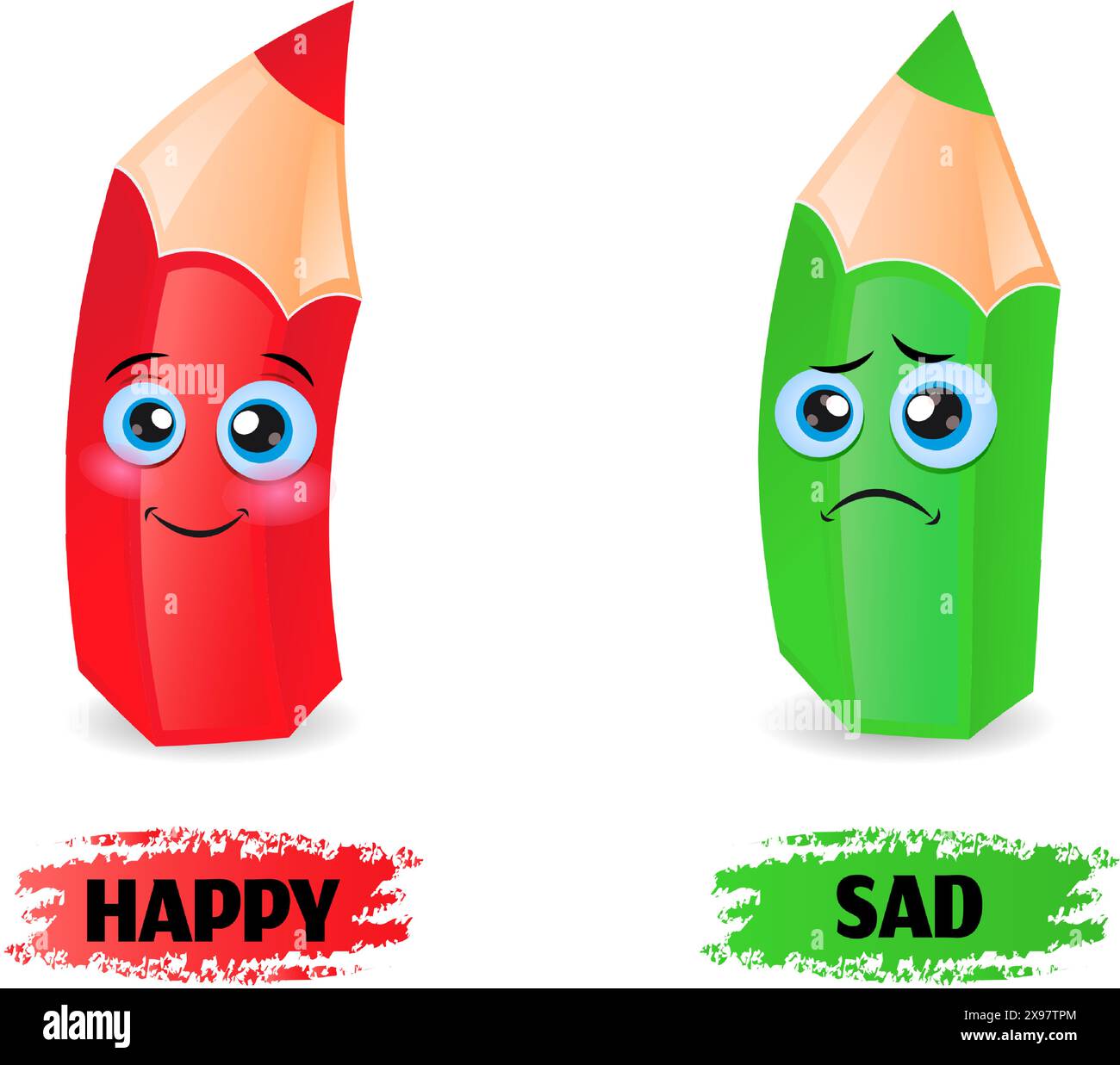 Opposite words Sad and Happy vector illustration. Sad and Happy ...
