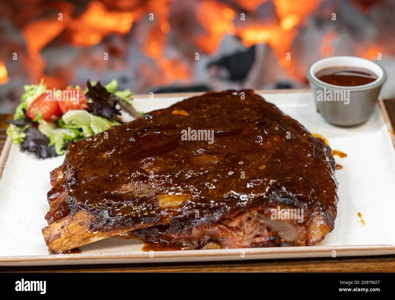 Grilled pork ribs with barbecue sauce Stock Photo - Alamy