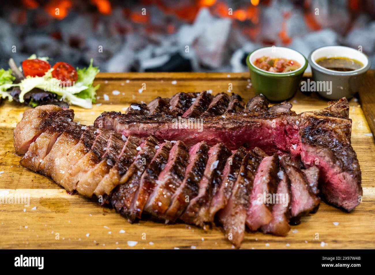 Excellent cuts of top quality beef very rare, almost raw Stock Photo ...