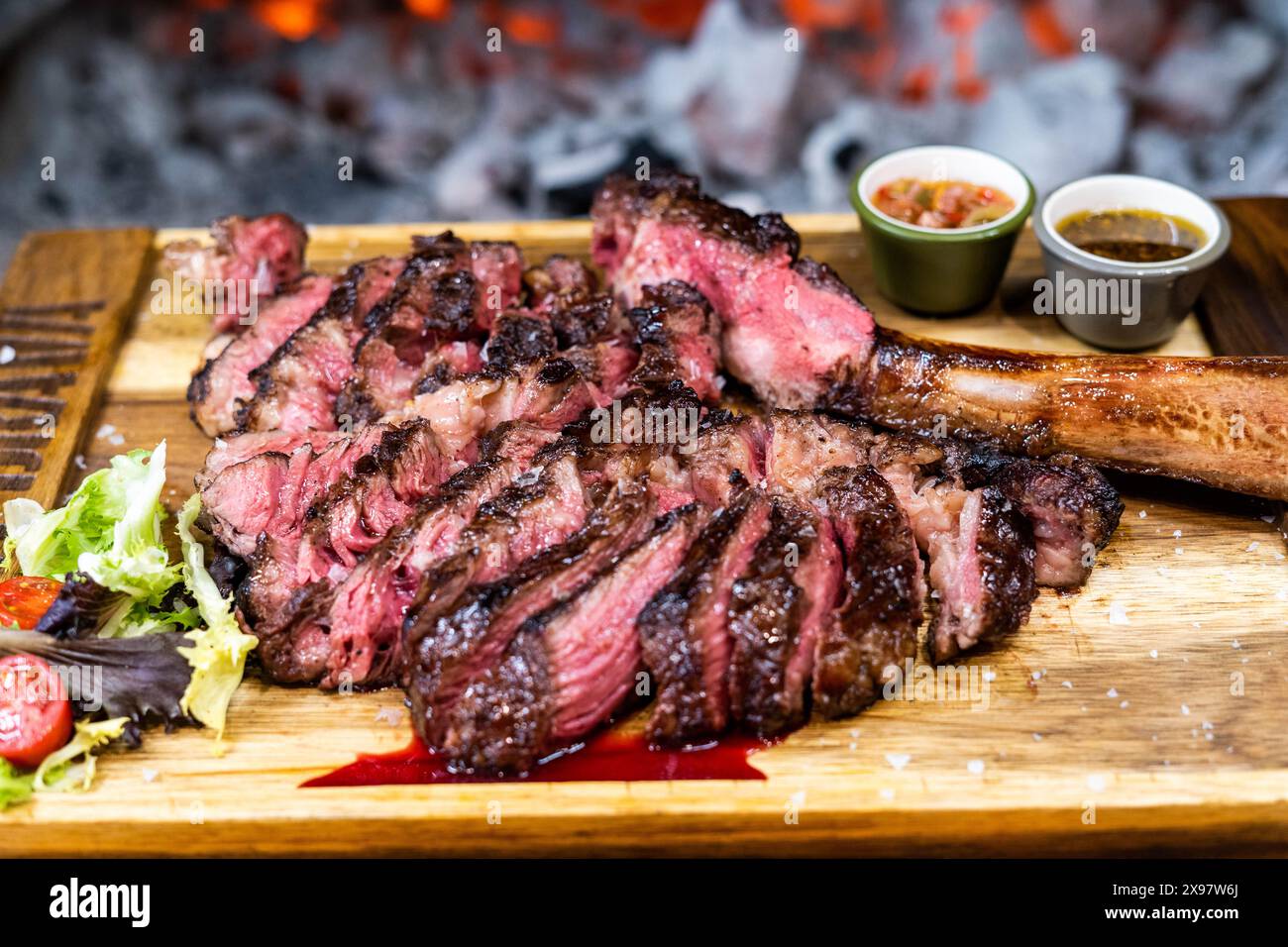 Excellent cuts of top quality beef very rare, almost raw Stock Photo ...