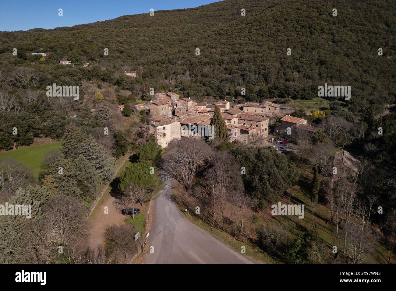 aerial view of Musée du desert, Mialet Languedoc Roussillon, France ...