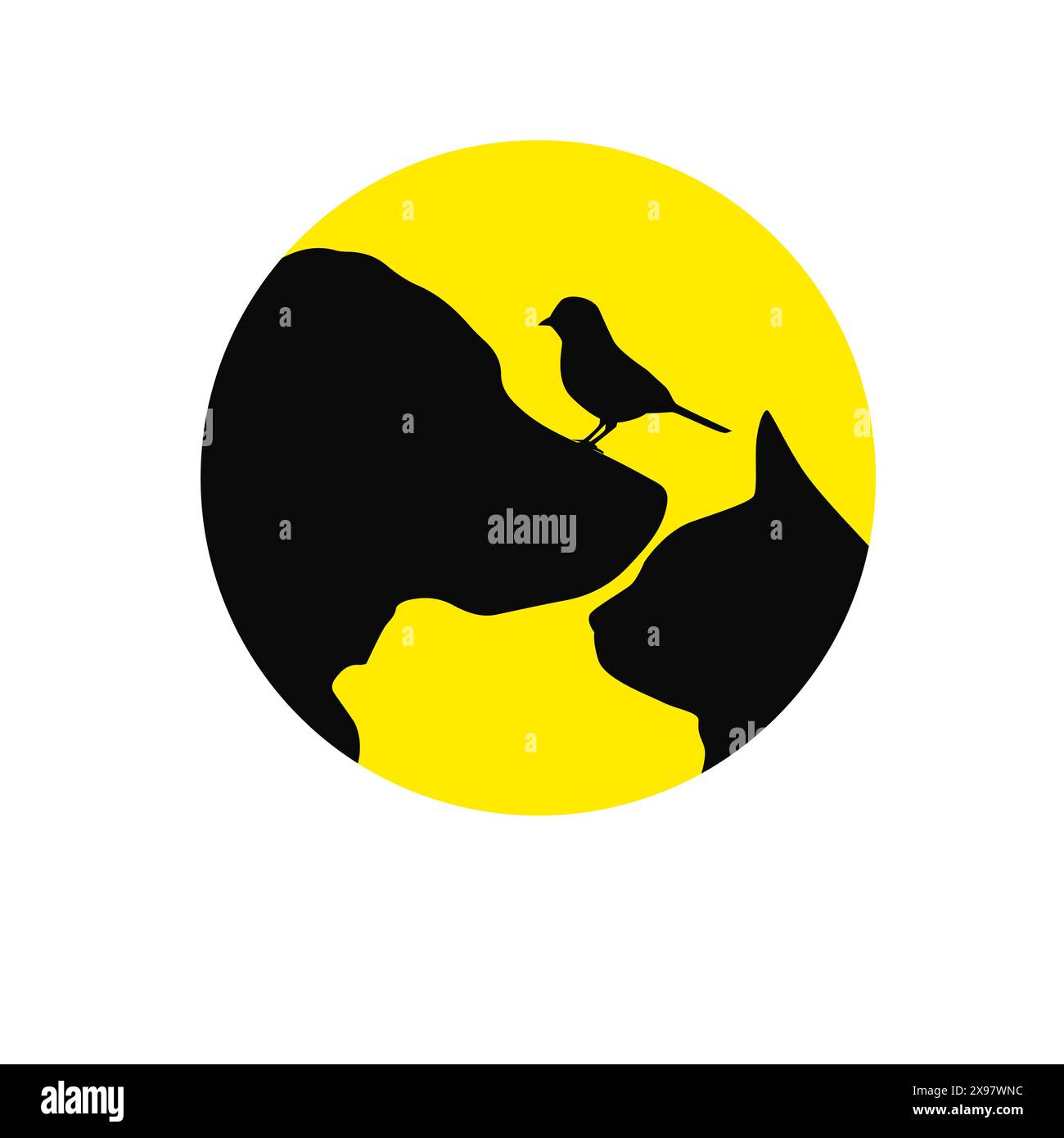 Pets logo. Abstract symbol dog, cat, bird. hand drawing. Not AI, Vector ...