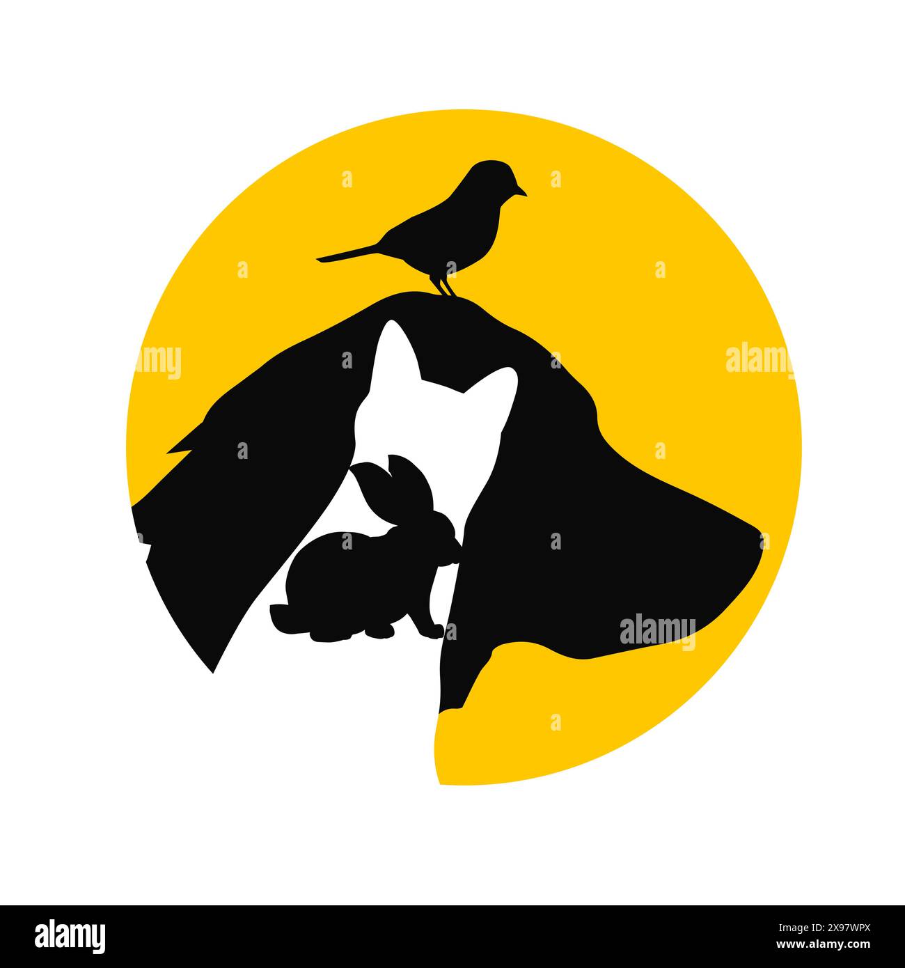 Pets logo. Abstract symbol dog, cat, rabbit, bird. hand drawing. Not AI ...