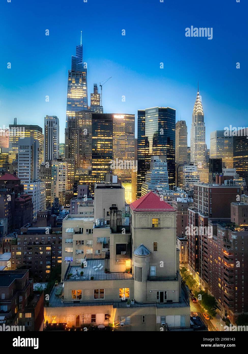 Looking North at the Midtown Manhattan Skyline at Dusk, 2024, NYC, USA ...