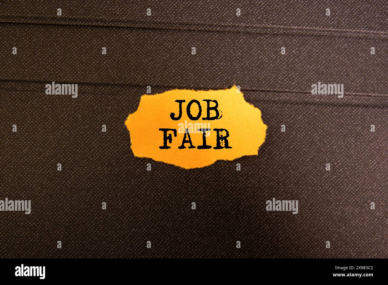 Job Fair text on a yellow sticky note with three clips Stock Photo - Alamy