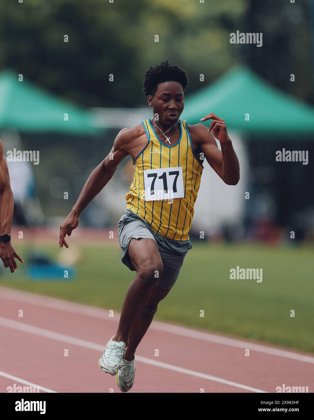 Stratford, United Kingdom. 26 May, 2024. Sean Appiah of Basildon A.C ...