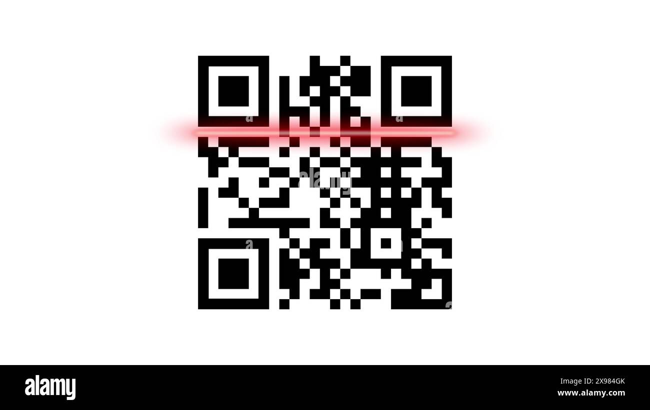 QR code being scanned with a red laser. Seamless looping animation of ...