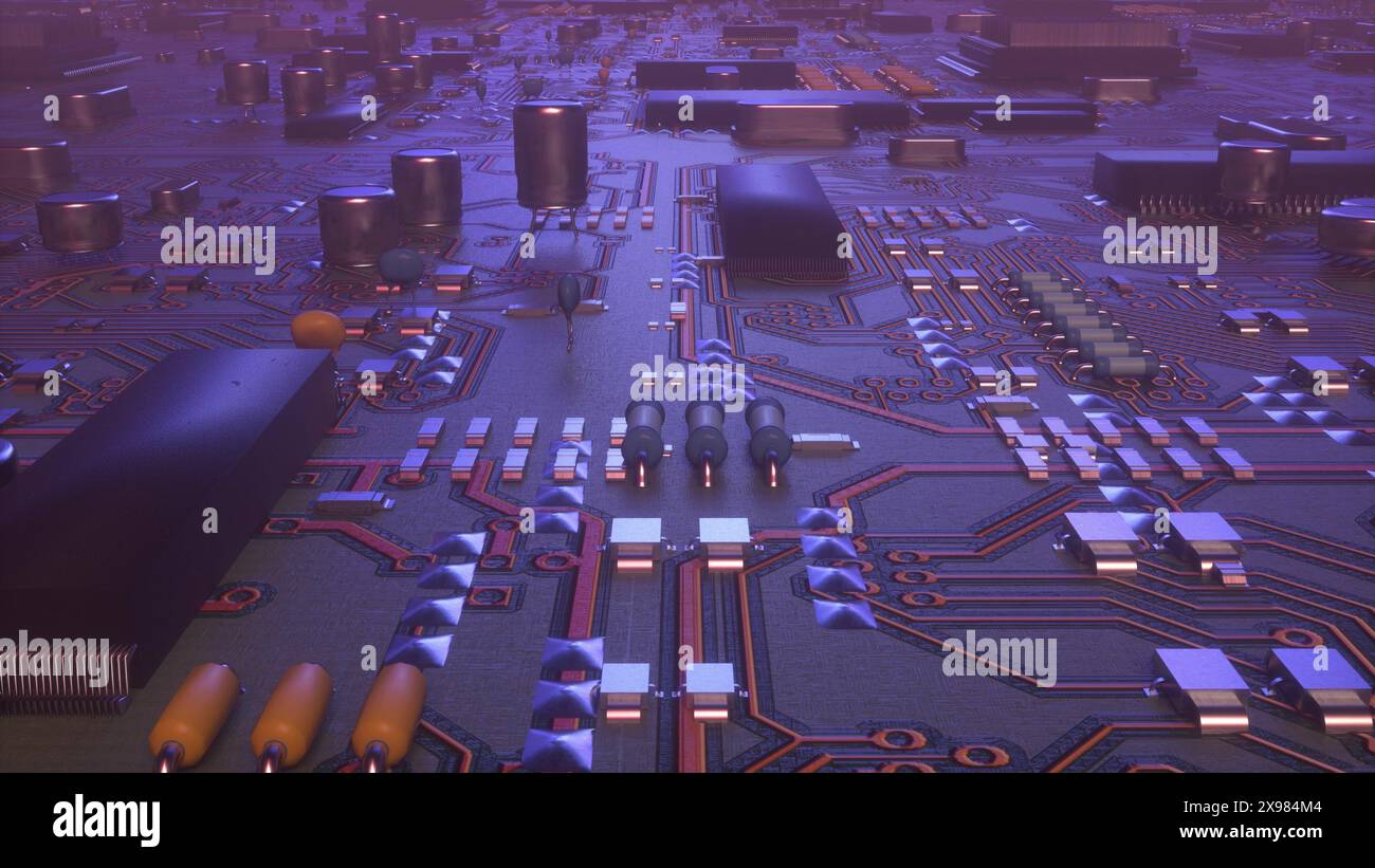 High tech electronic board. Abstract futuristic industry concept ...