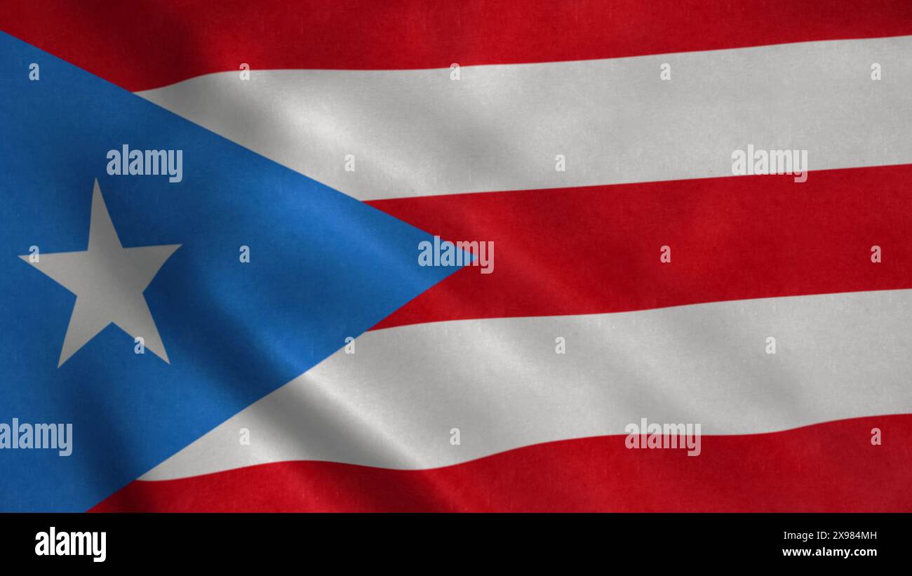 Puerto Rico flag waving in wind. Realistic flag background. 3d illustration Stock Photo - Alamy