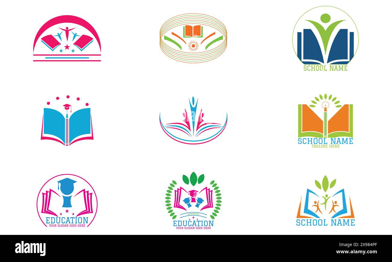 School Logo Vector And Illustration Collection Stock Vector Image & Art ...