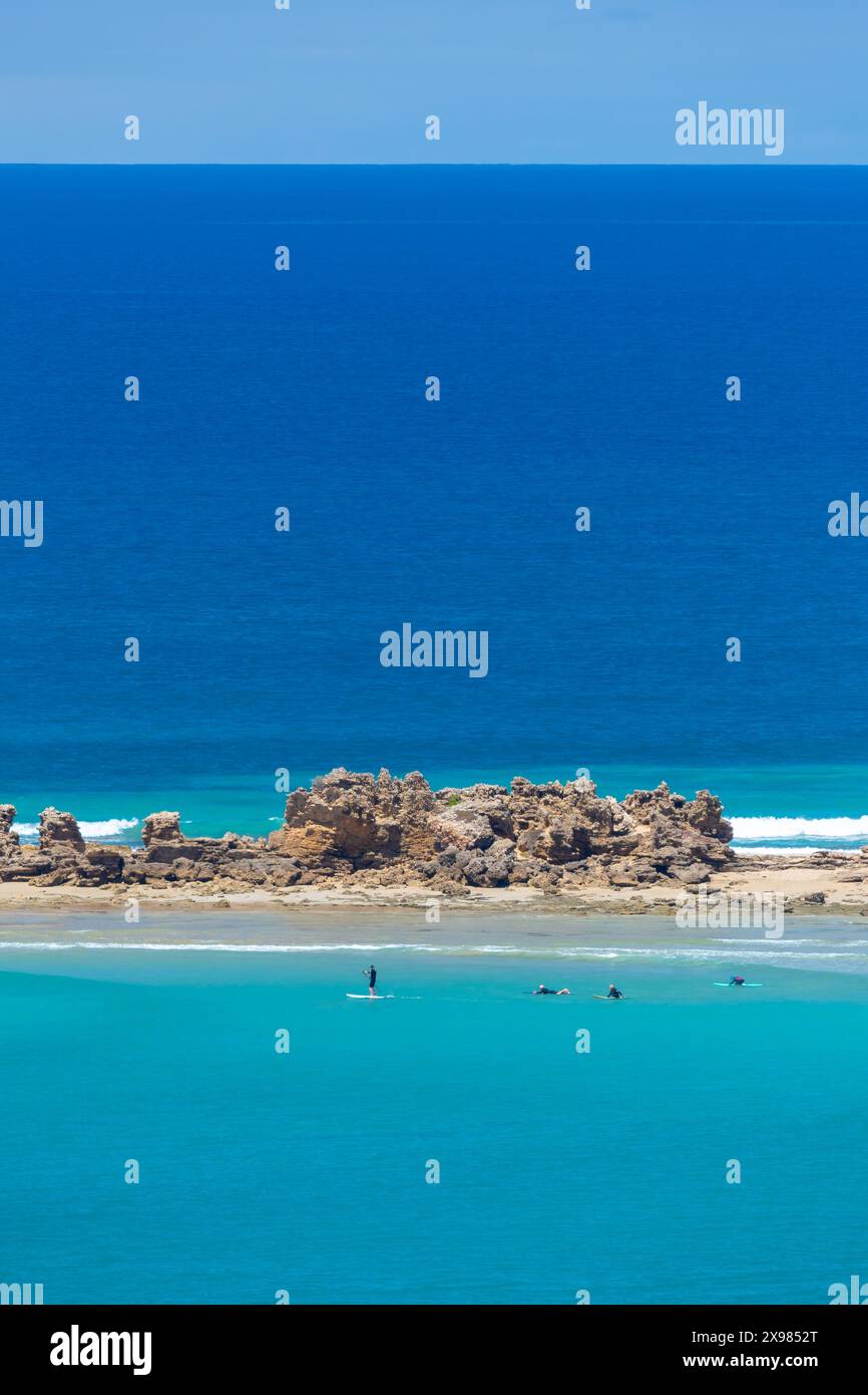 A rocky outcrop jutting out into the sea at the Lorne-Queenscliff ...