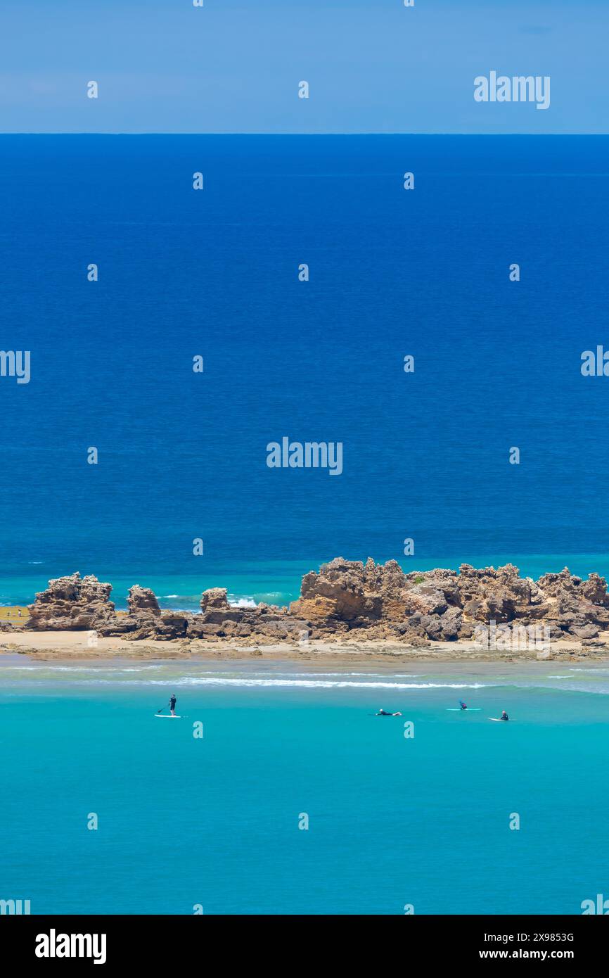 A rocky outcrop jutting out into the sea at the Lorne-Queenscliff ...