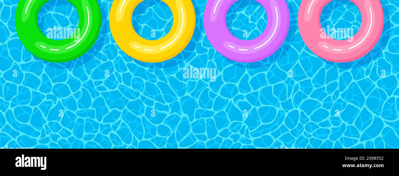 Summer swimming pool banner with copy space. Set of multicolored ...