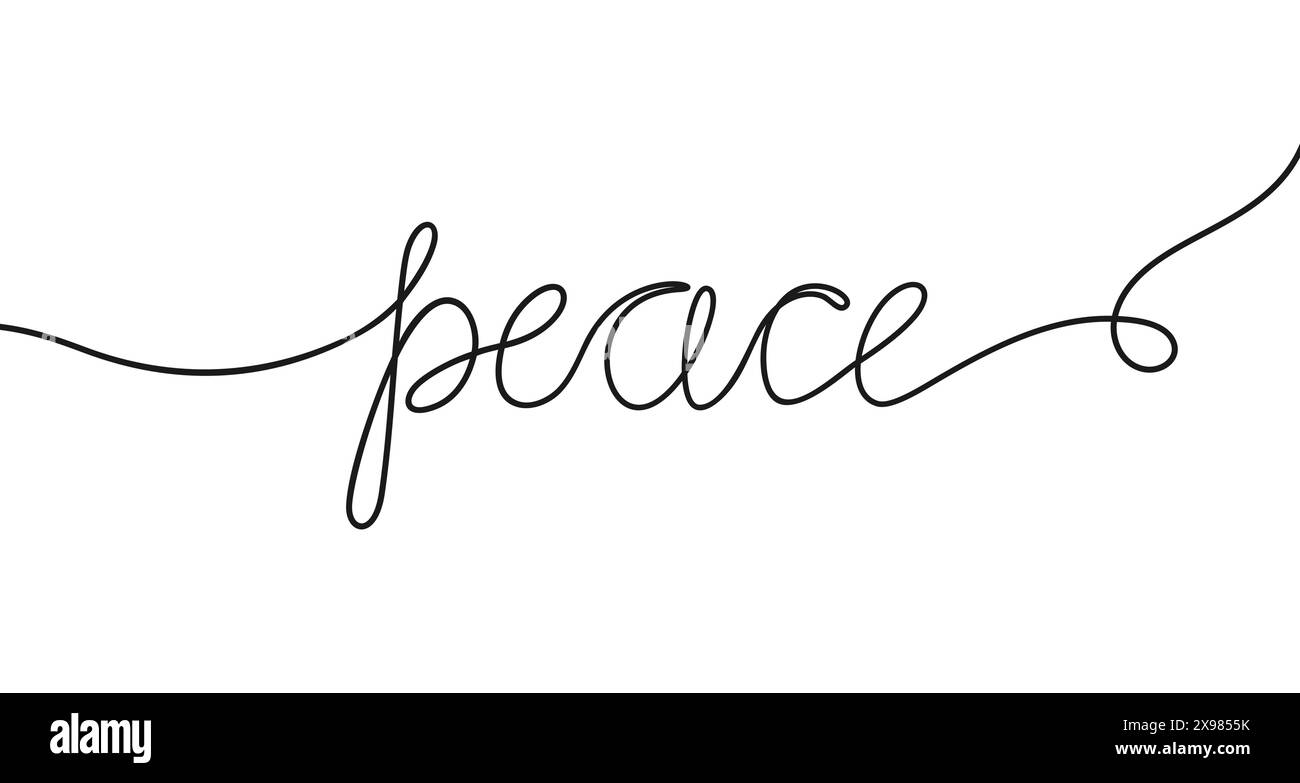 Continuous handwritten word peace on a white background, vector ...
