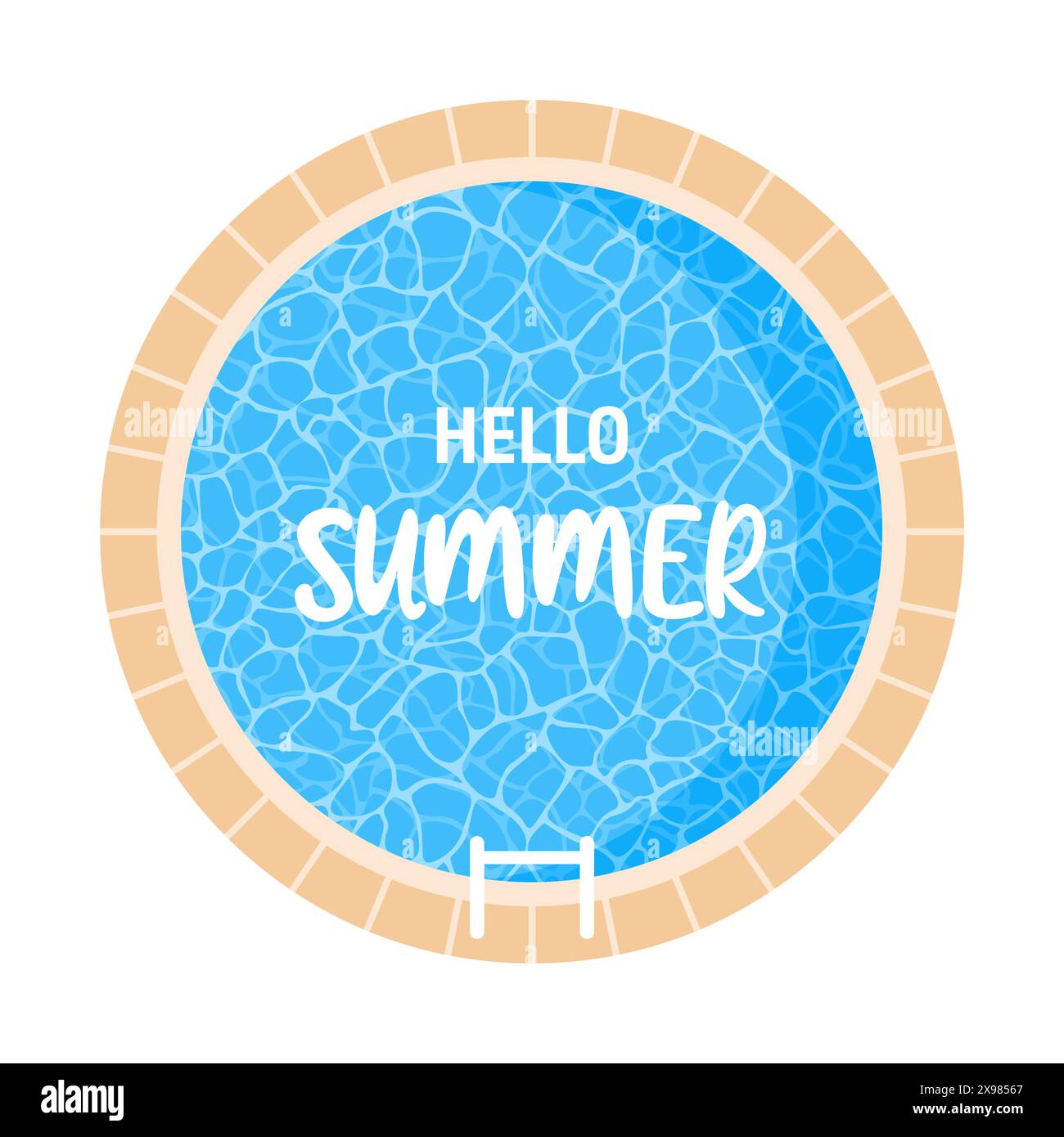 Round swimming pool isolated on white background, top view. Flat vector ...