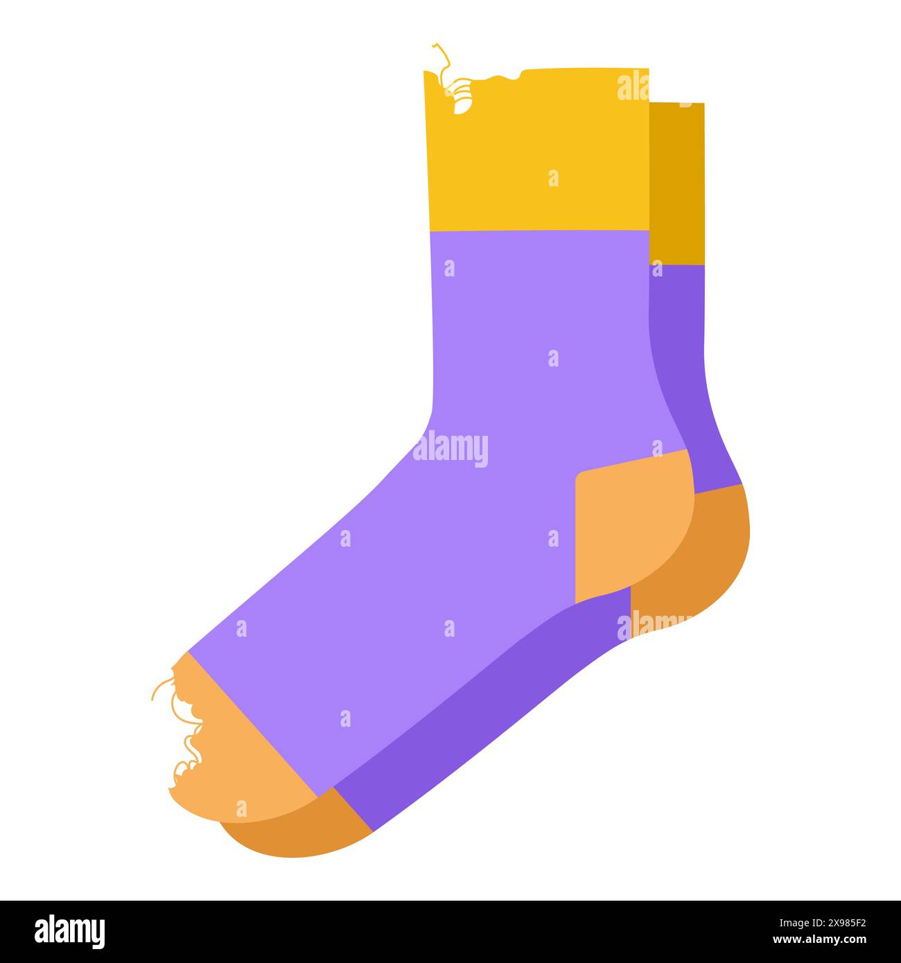 Set of colorful sock with holes, Unpleasant concept Apparel with stains ...