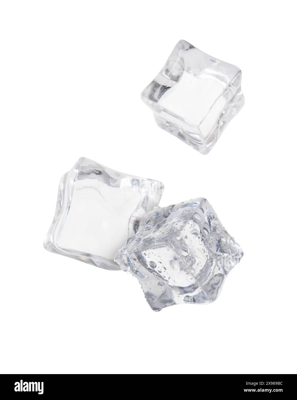 Many ice cubes in air on white background Stock Photo - Alamy