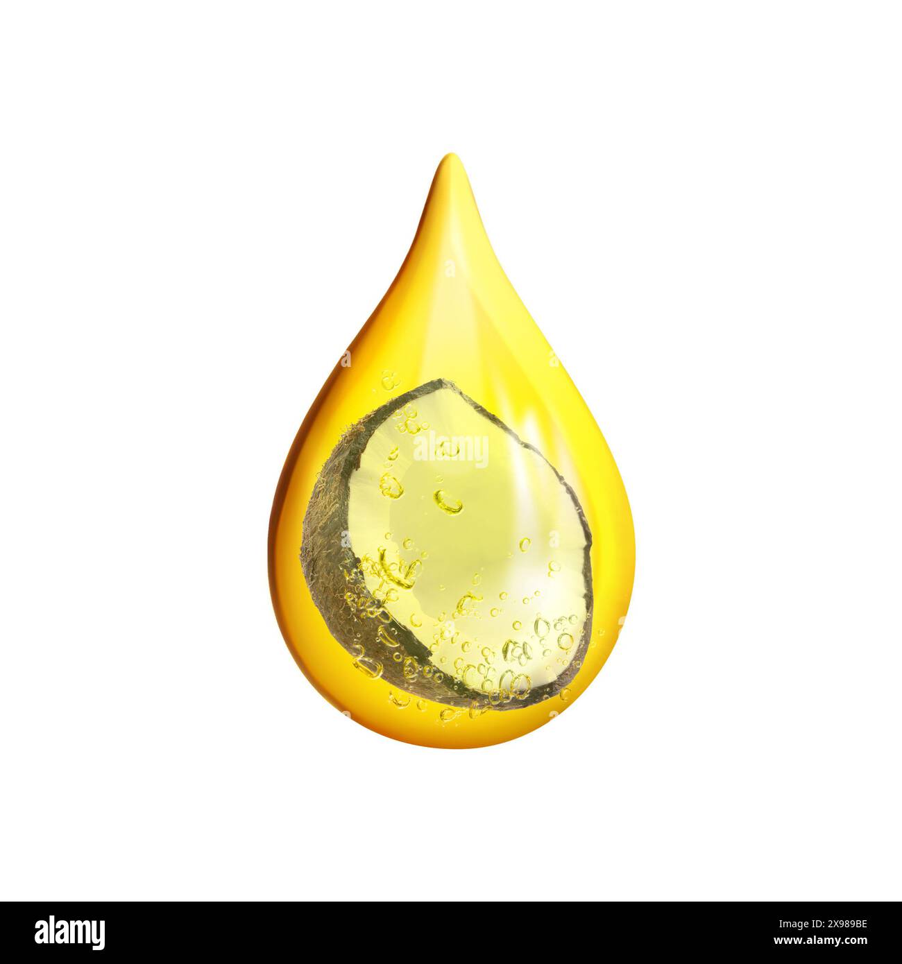 Cooking oil drop with coconut inside isolated on white Stock Photo - Alamy