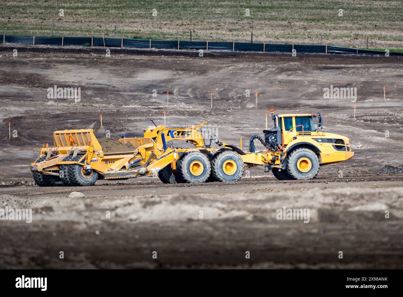 Airdrie Alberta Canada, May 21 2024: Wheeled scraper working on ...