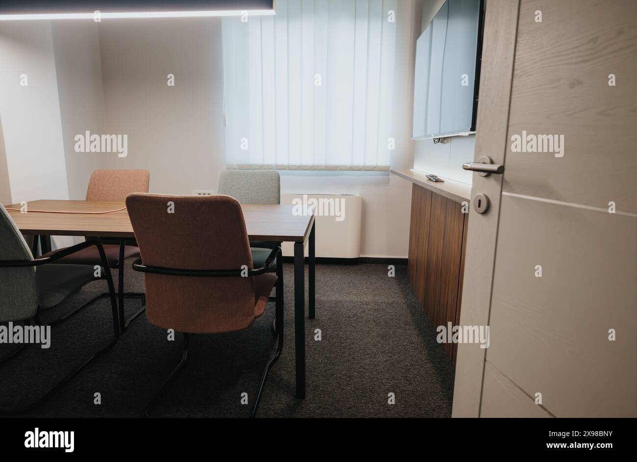 Modern office meeting room with minimalistic chairs and table Stock ...