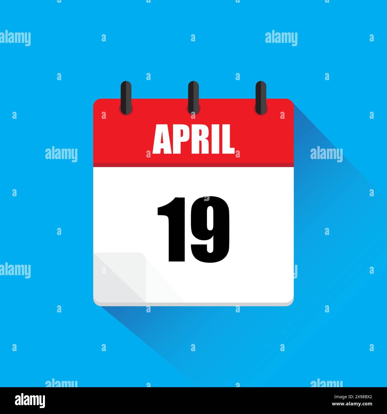 April calendar icon. Date nineteen. Red and white. Vector design Stock ...