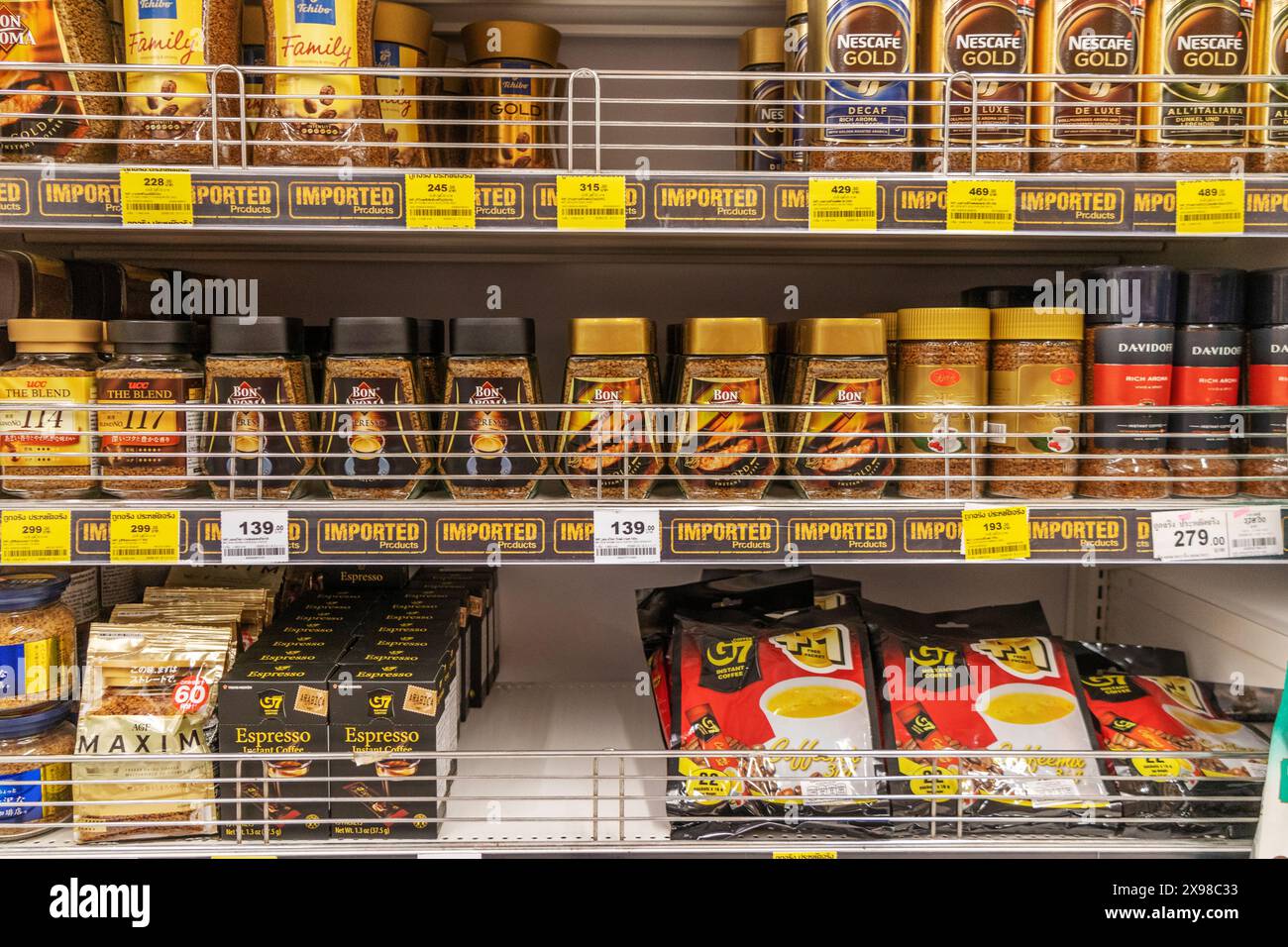 Imported coffee in a store in Thailand Stock Photo - Alamy