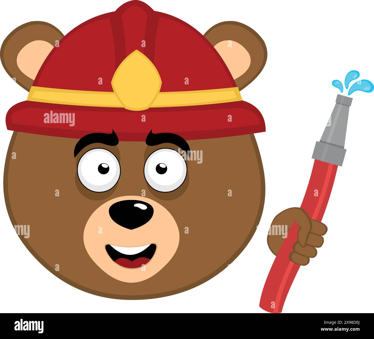vector illustration face brown bear grizzly cartoon, with a fireman ...