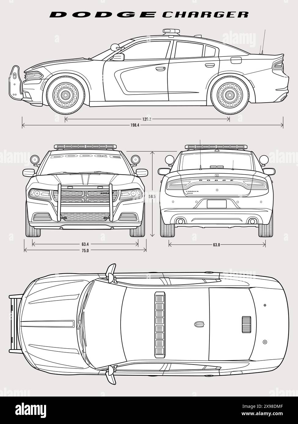 2016 Dodge Charger Police car blueprint Stock Vector Image & Art - Alamy