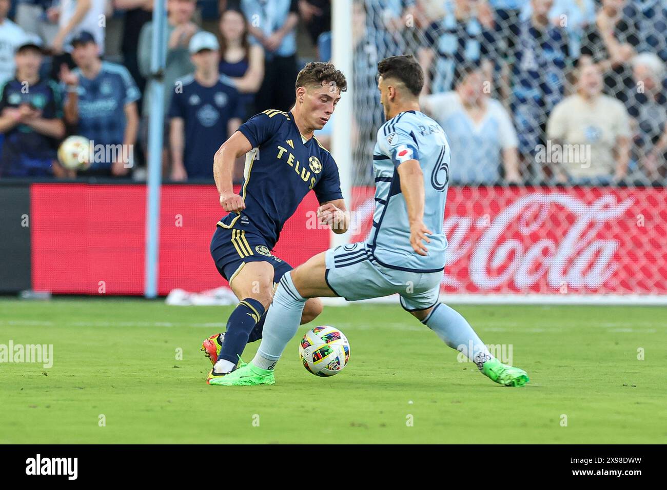 Kansas City, KS, USA. 29th May, 2024. Vancouver Whitecaps FC midfielder ...