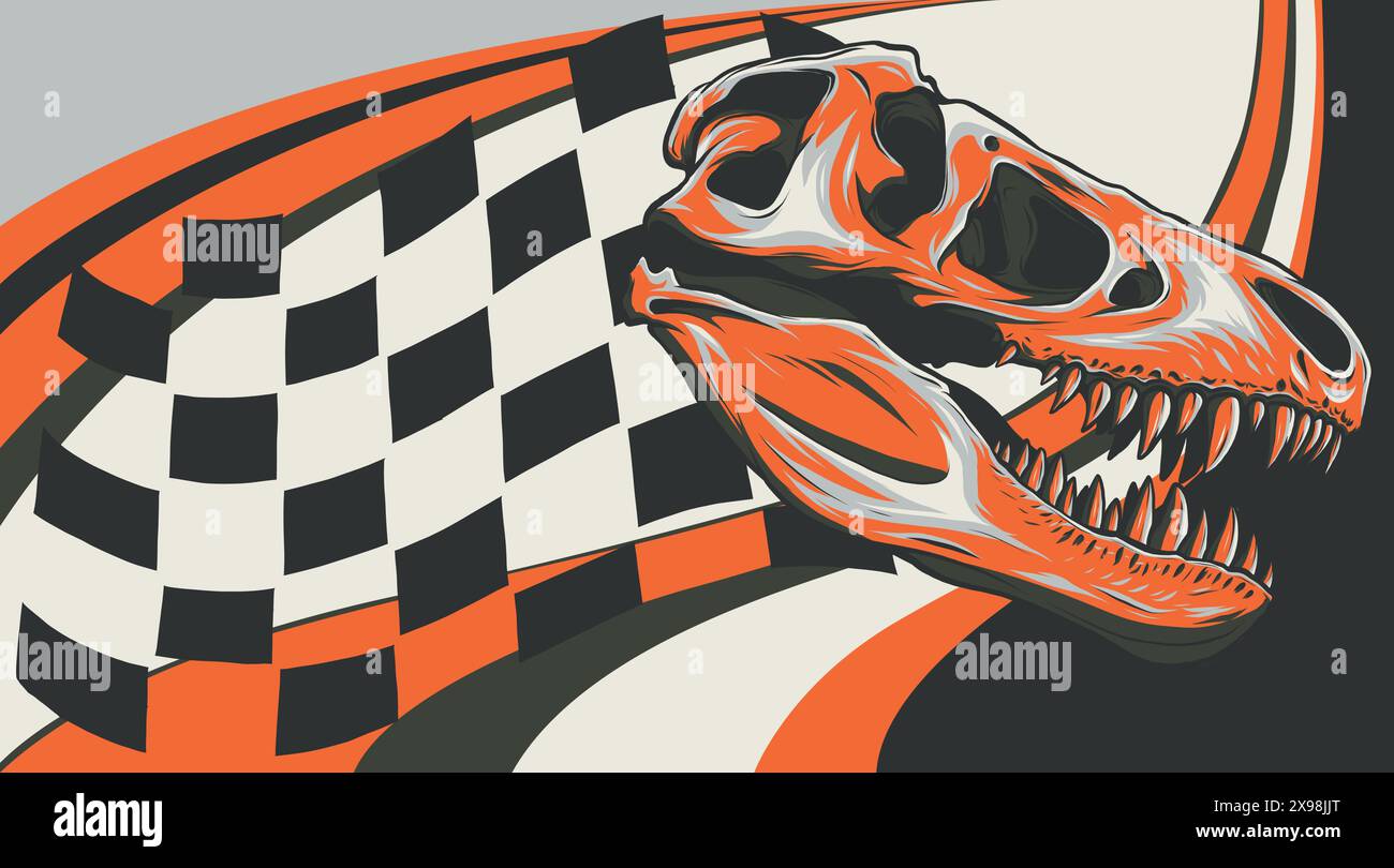 Dinosaur Skull Of T-Rex vector illustration on white background Stock ...