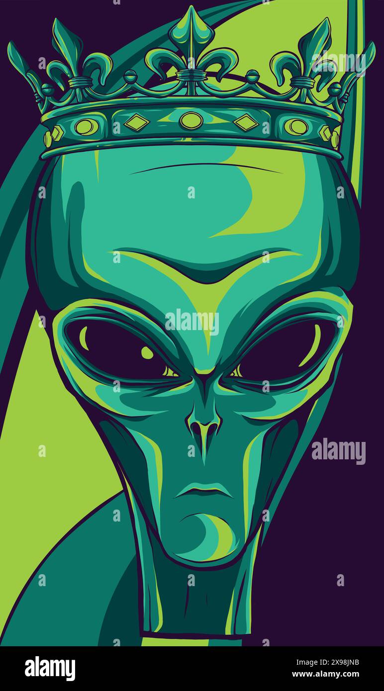 vector illustration king alien mascot on white background Stock Vector ...