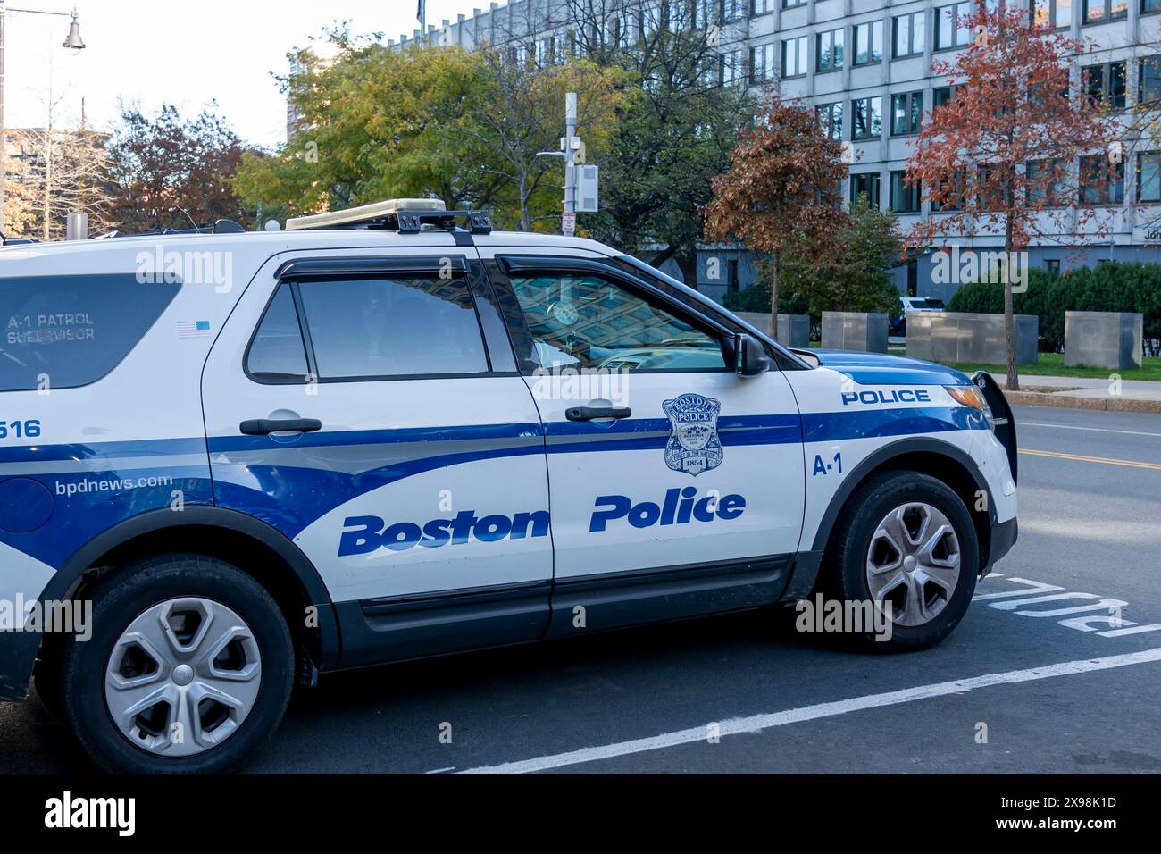 Boston, Massachusetts, USA -November 11, 2023: A Boston Police car is ...
