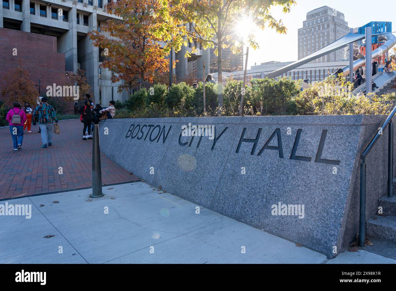 People at City Hall-Government Center in Boston, officially the City of ...