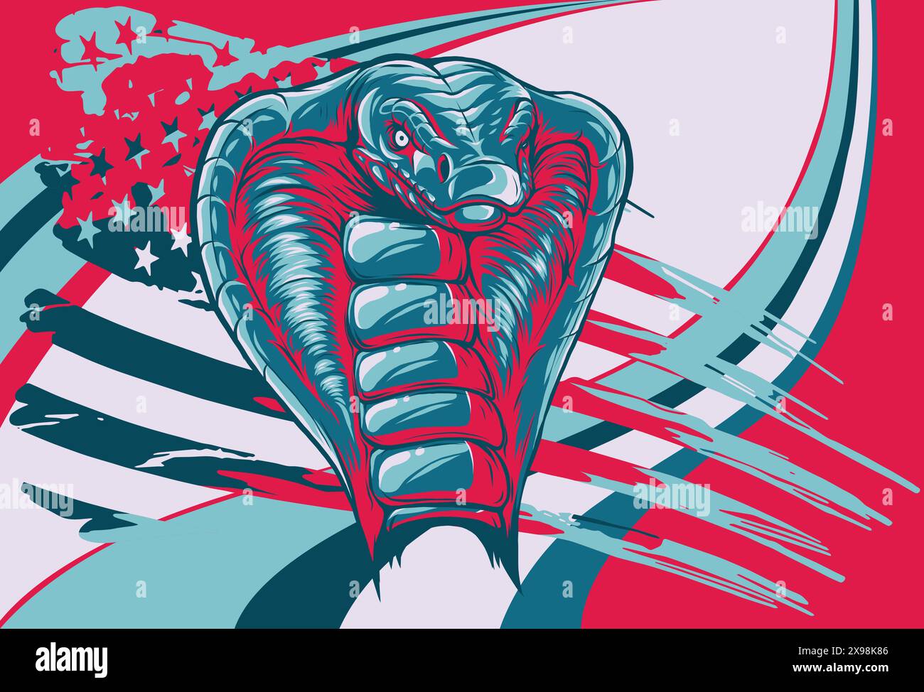 Cobra snake mascot with american flag on white background Stock Vector ...