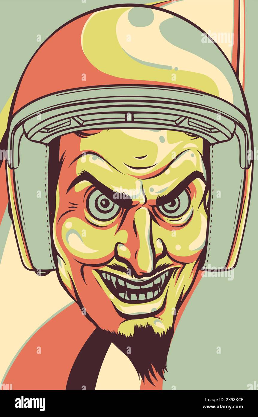 vector illustration of devil head with helmet Stock Vector Image & Art ...