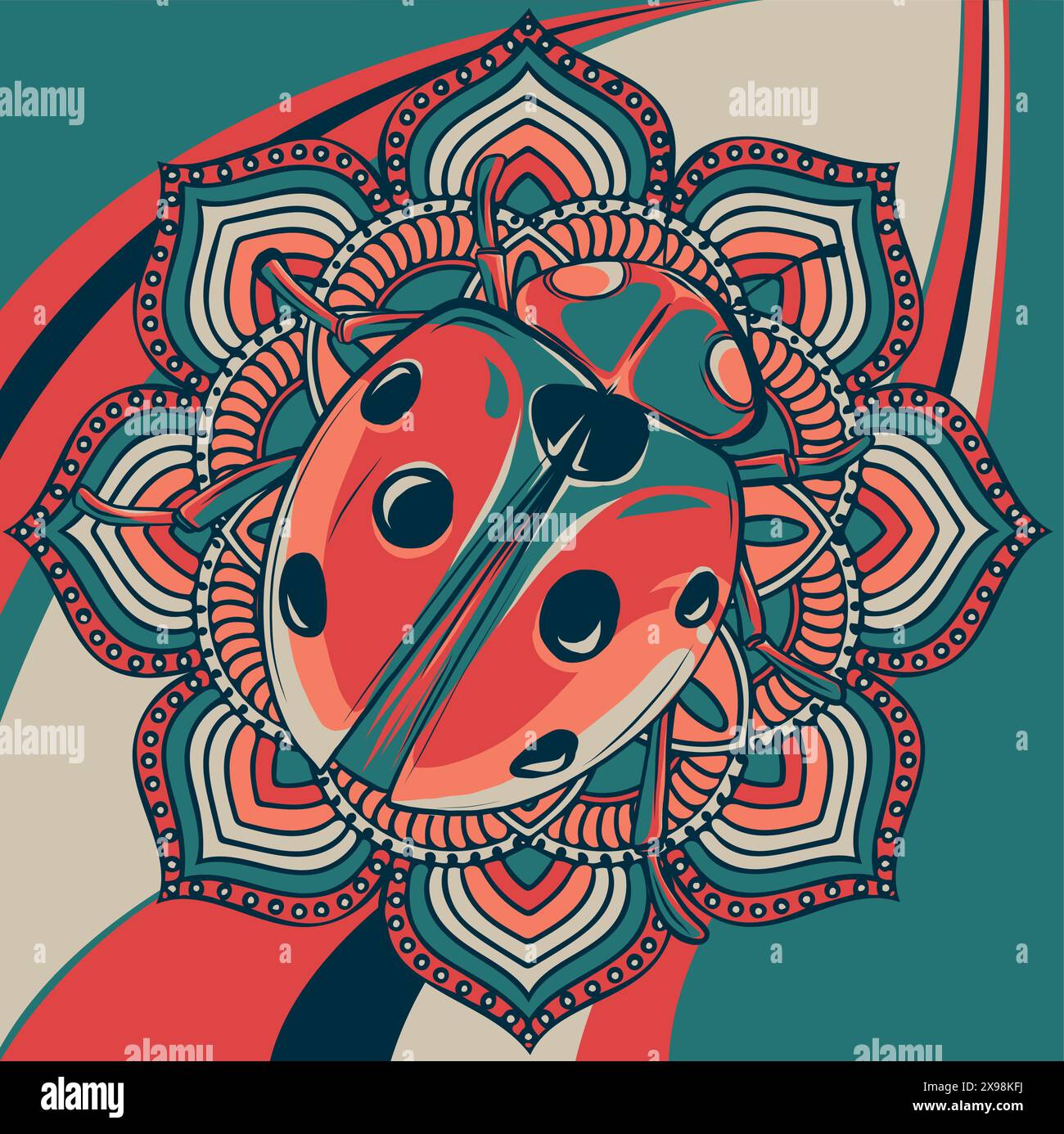 vector illustration of Cute ladybug cartoon design Stock Vector Image ...