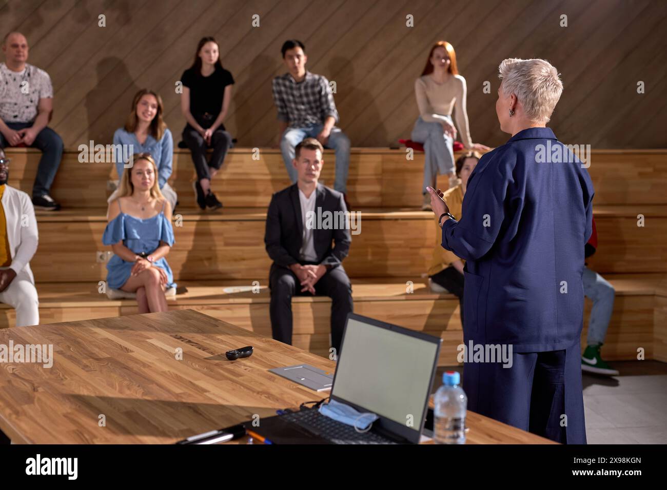 Conference and Presentation. Audience at conference hall. Business ...
