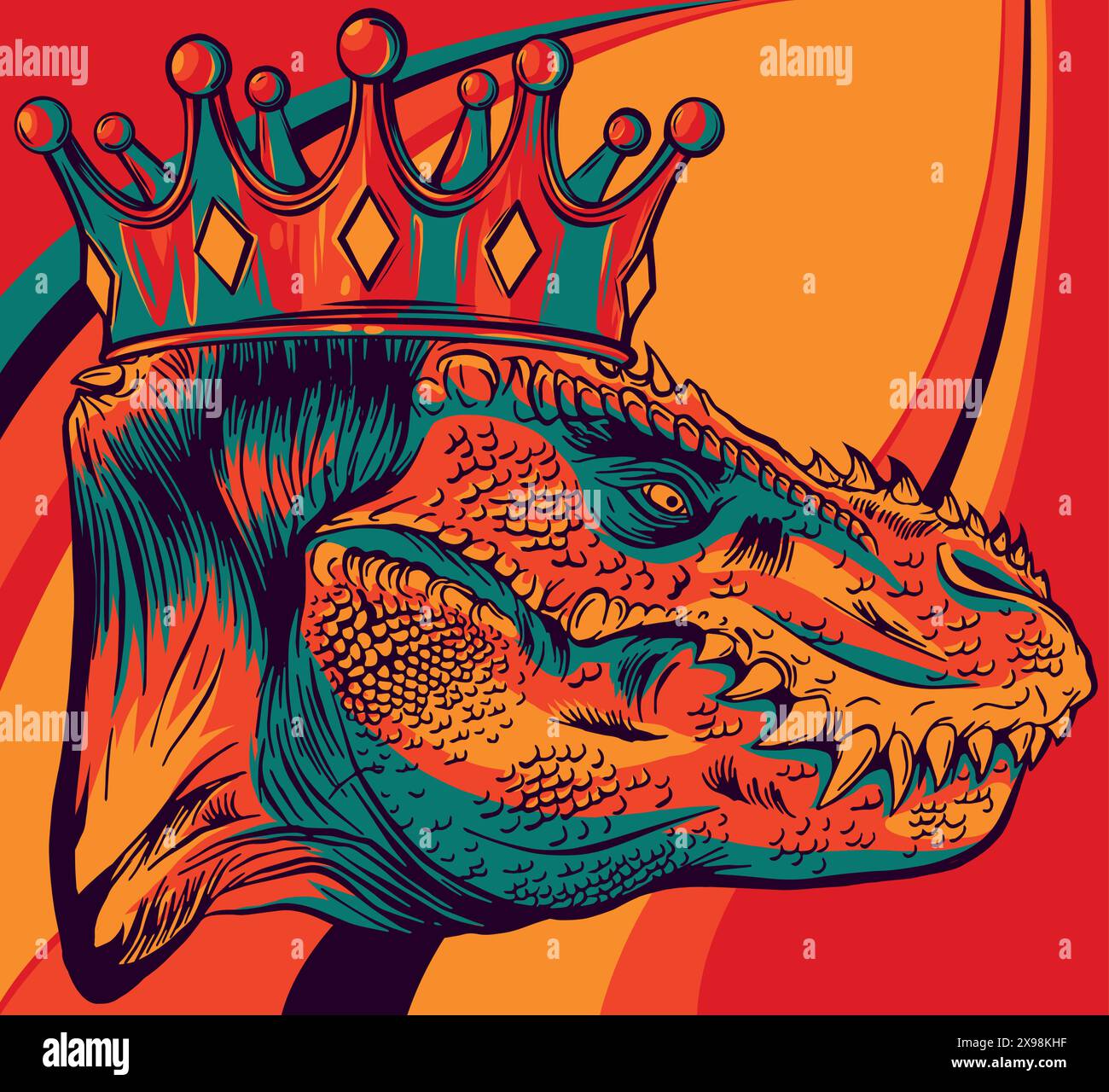 vector illustration of T Rex Head with crown Stock Vector Image & Art ...