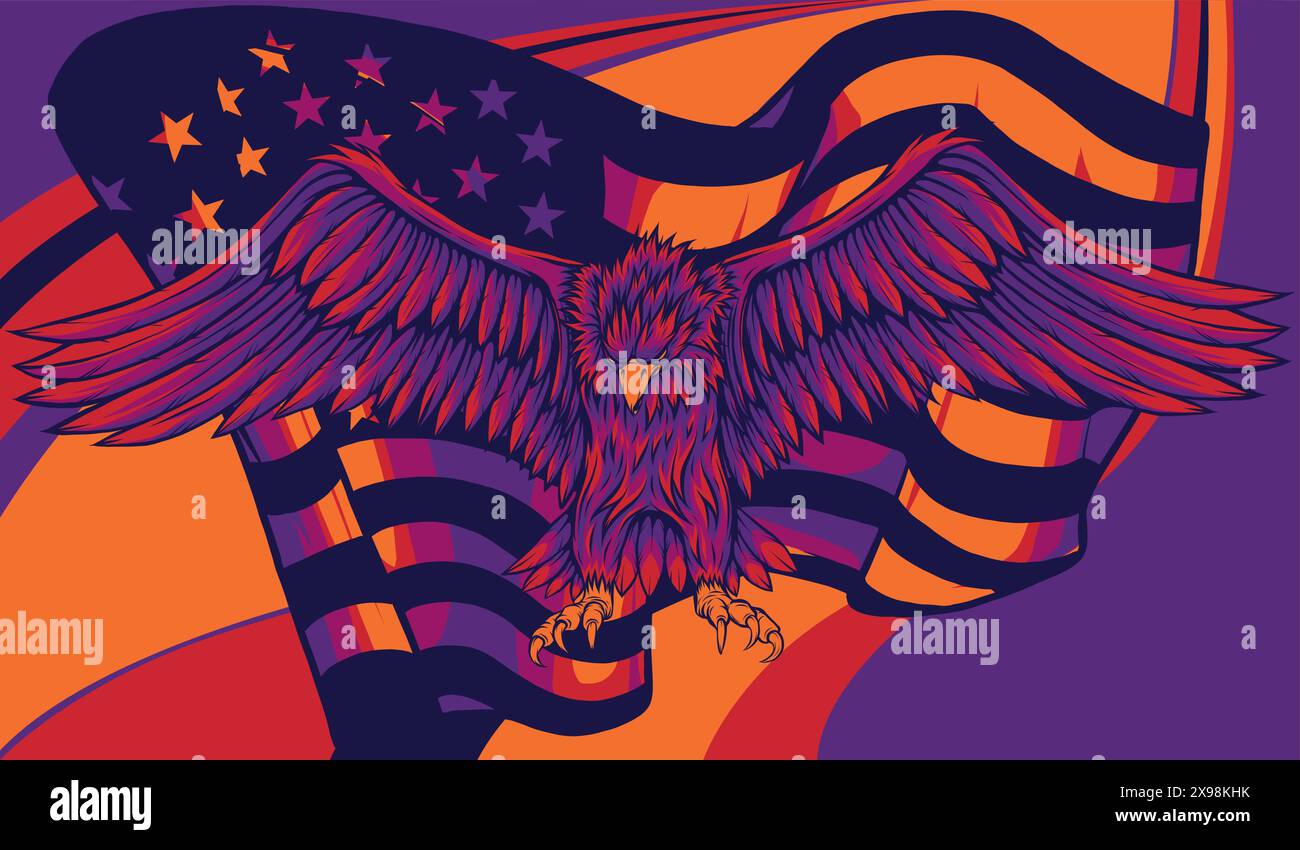 American eagle with USA flags vector illustration Stock Vector Image ...