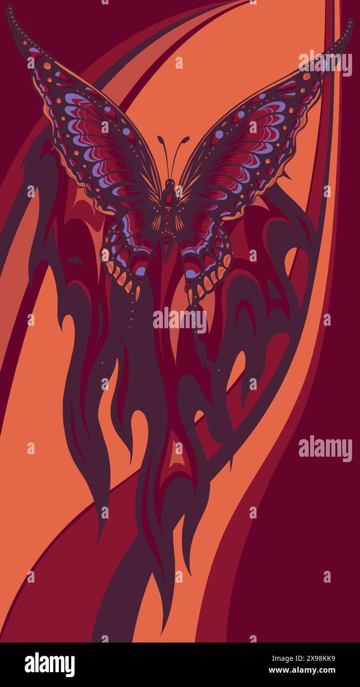 vector Illustration of a butterfly made of fire Stock Vector Image ...