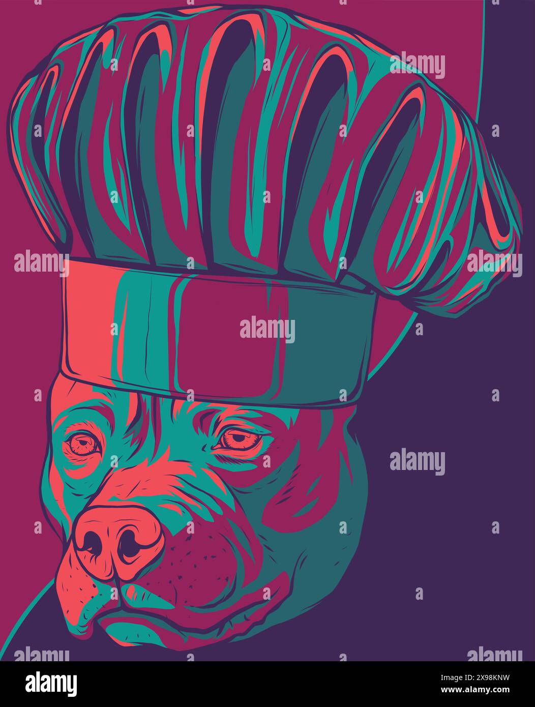 Pit bull Terrier in a chef s cap. Vector illustration Stock Vector ...