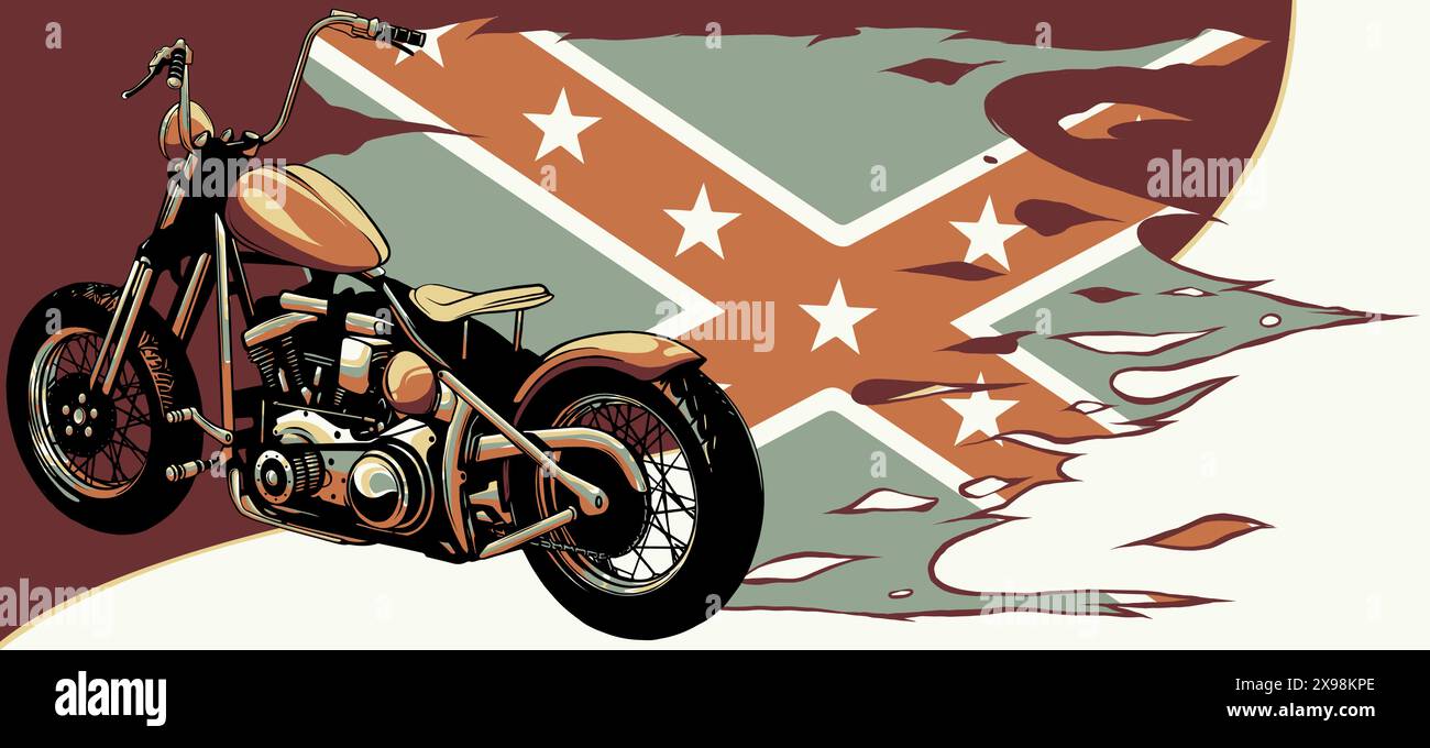 vector illustration of motorcycles with confederate rebel flag Stock ...